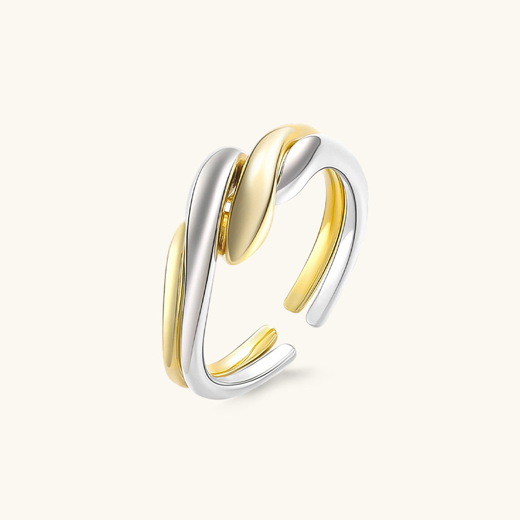 18k Gold Plated Two Tone Double Mobius Stacking Rings – Veralis